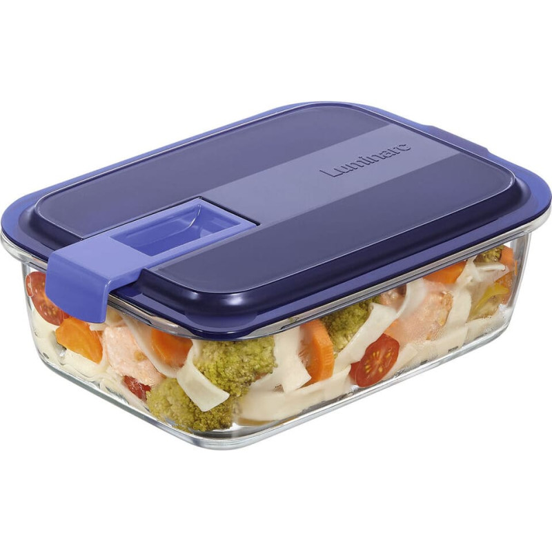 Hermetic Lunch Box Luminarc Easy Box Blue Glass (6 Units) (1,22 L)