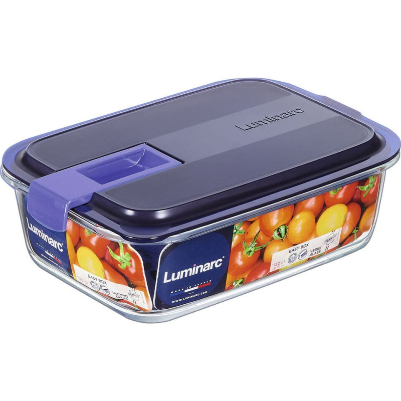 Hermetic Lunch Box Luminarc Easy Box Blue Glass (6 Units) (1,22 L)